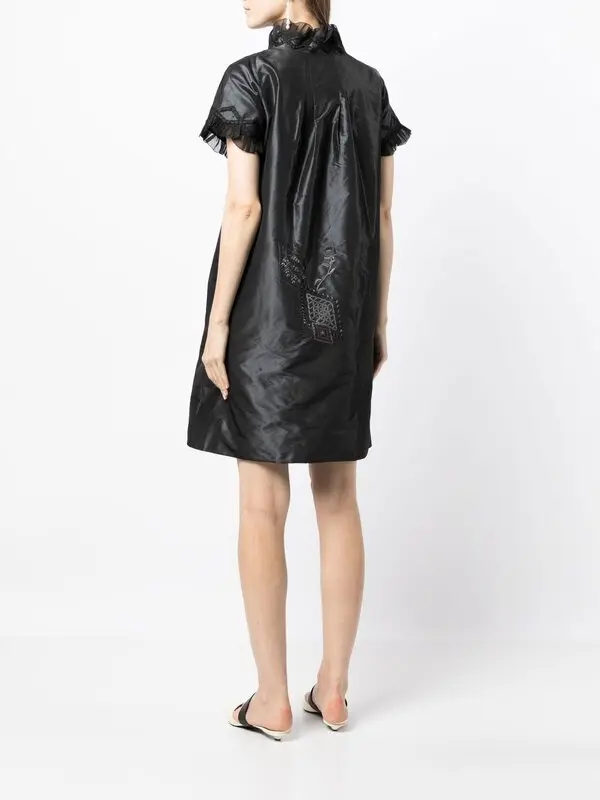 Shiatzy Chen Silk Embroidered Coat - Black