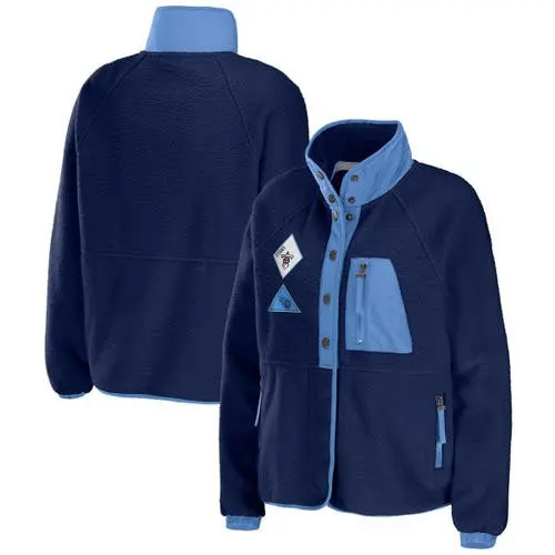 WEAR BY ERIN ANDREWS Tennessee Titans Polar Fleece Raglan Full-snap Jacket - Navy