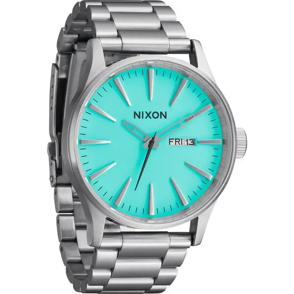 Nixon The Sentry Bracelet Watch - Silver/turquoise