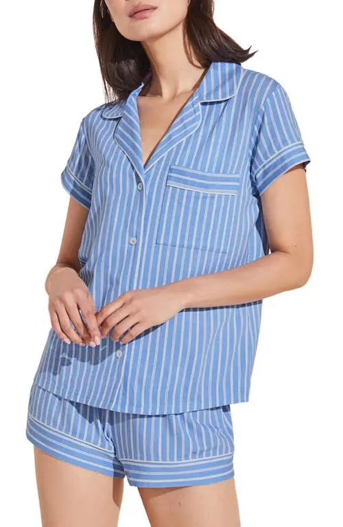 Eberjey Gisele Printed Short Pajamas - Nordic Stripes Blue/ivory