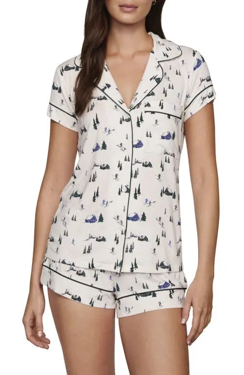 Eberjey Gisele Printed Short Pajamas - Ski Chalet Ivory/pine
