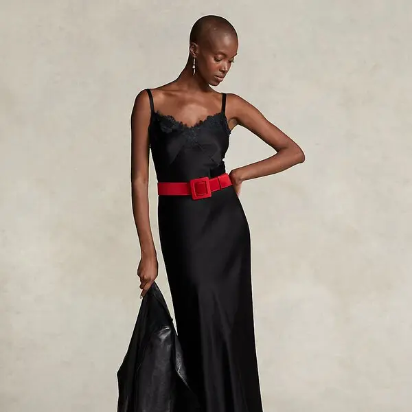 Ralph Lauren Lace-trim Satin Dress
