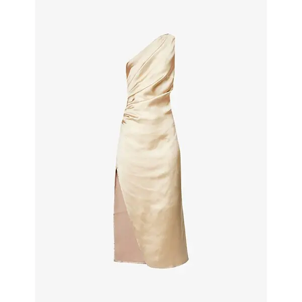 PRETTY LAVISH Amelia One-shoulder Satin-woven Midi Dress