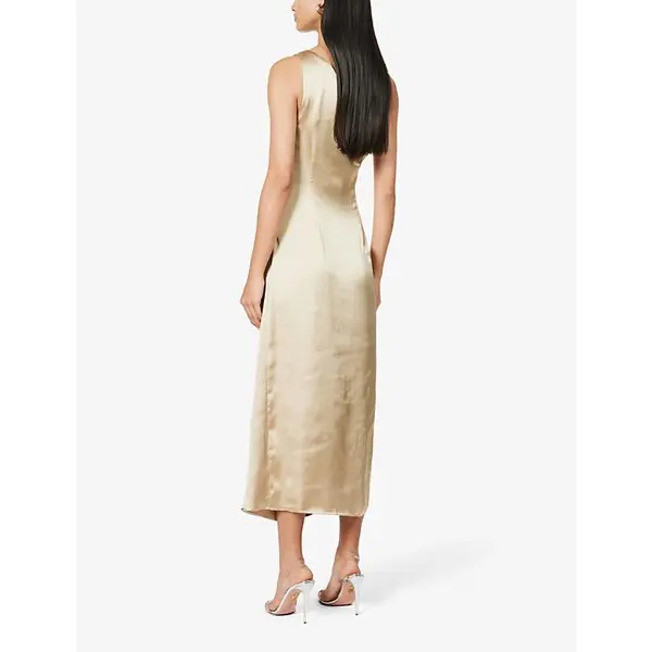 PRETTY LAVISH Amelia One-shoulder Satin-woven Midi Dress