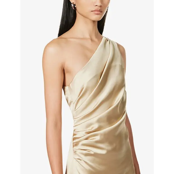 PRETTY LAVISH Amelia One-shoulder Satin-woven Midi Dress
