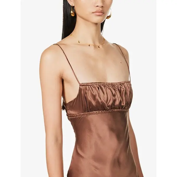 Bec & Bridge Amber Square-Neck Silk Maxi Dress - Chocolate | Editorialist