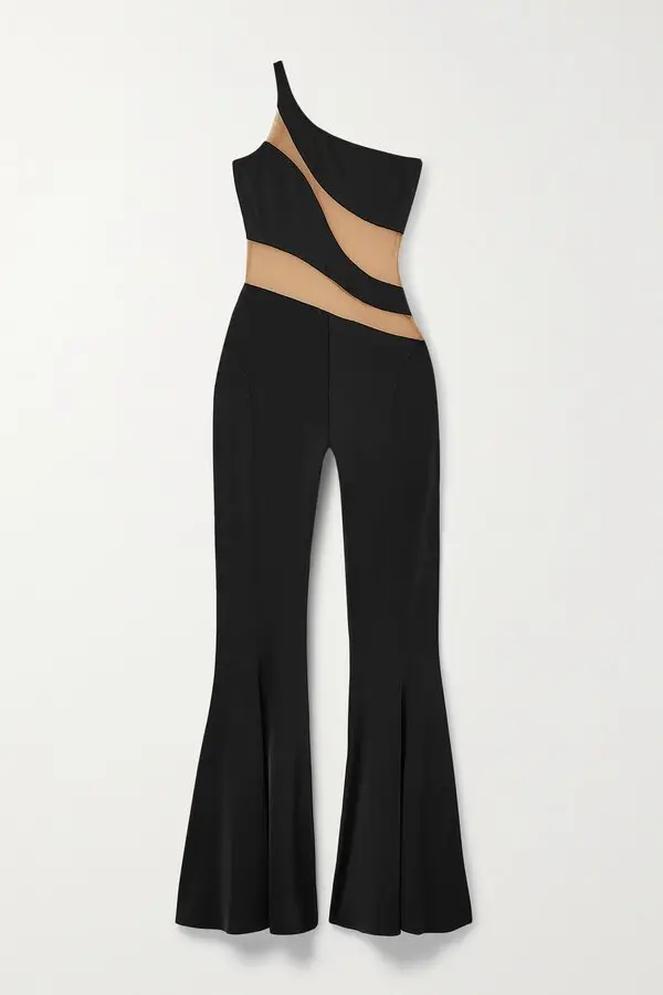 Norma Kamali Snake One-shoulder Jumpsuit - Black
