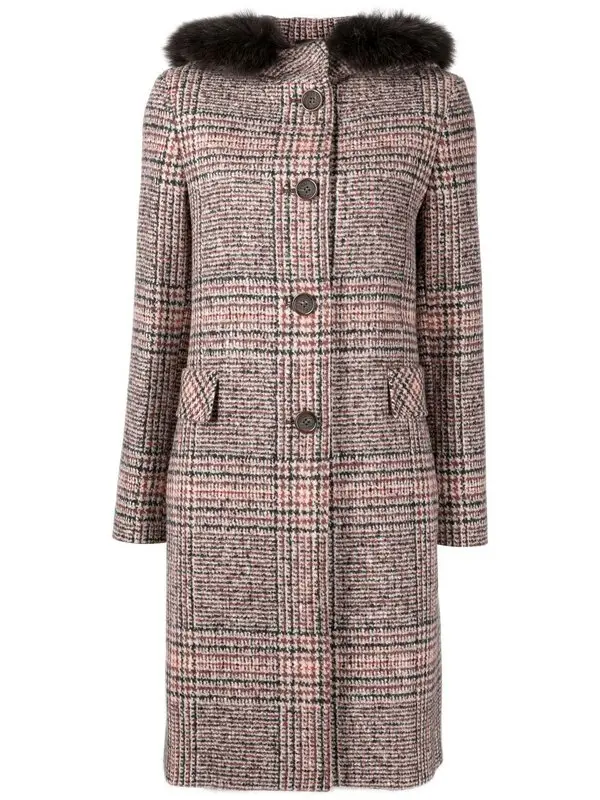 Cinzia Rocca Plaid-check Print Hooded Coat
