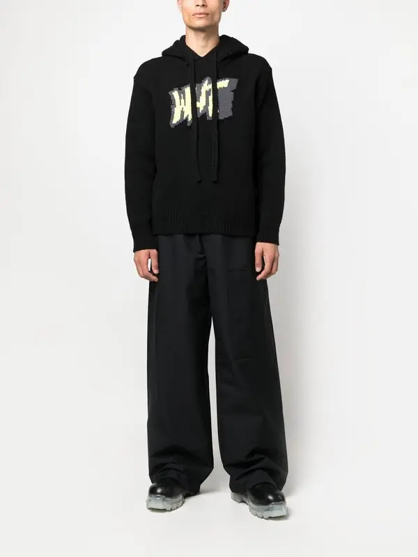 Off-White High-waisted Wide-leg Trousers - Black