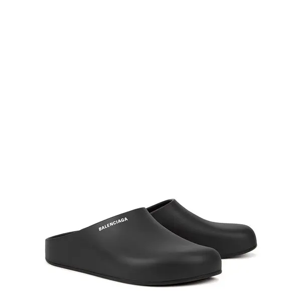 Balenciaga Logo Rubber Closed Sliders