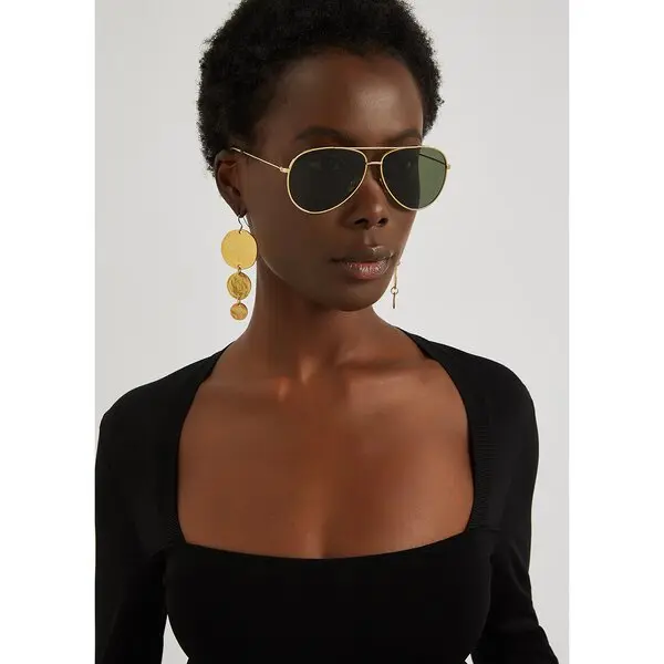 Celine Tone Aviator-style Sunglasses, Sunglasses, Green Lenses