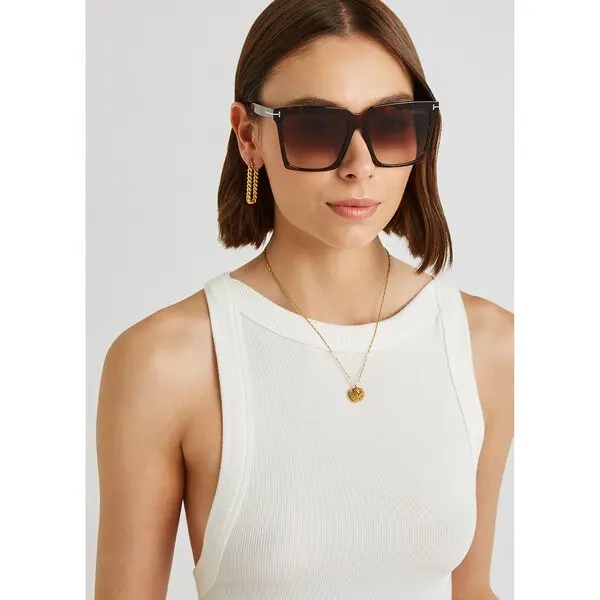 TOM FORD Sabrina Tortoiseshell Square-frame, Sunglasses
