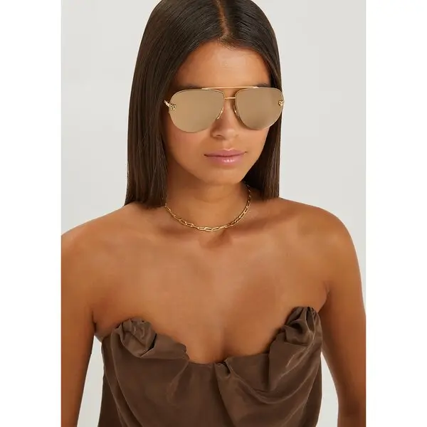Cartier PanthèRe De -Tone Mirror Aviator-Style Sunglasses  display picture 3