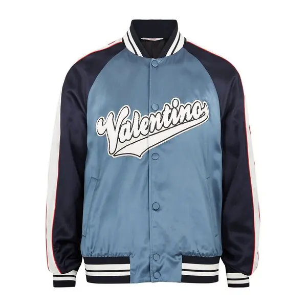 Valentino Garavani Panelled Logo Satin Varsity Jacket