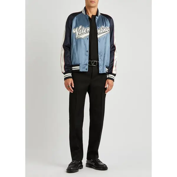 Valentino Garavani Panelled Logo Satin Varsity Jacket