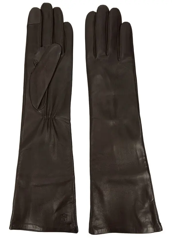 HANDSOME STOCKHOLM Essentials Long Leather Gloves - Chocolate