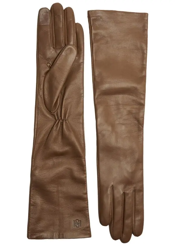 HANDSOME STOCKHOLM Essentials Long Leather Gloves - Taupe