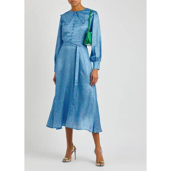 Olivia Rubin Drew Printed Satin Midi Dress