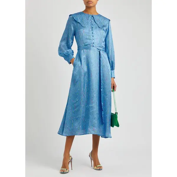 Olivia Rubin Drew Printed Satin Midi Dress