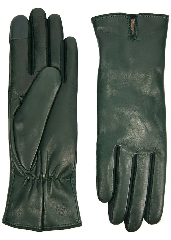 HANDSOME STOCKHOLM Essentials Leather Gloves - Dark Green