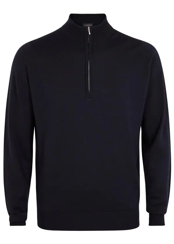 John Smedley Tapton Half-zip Merino Wool Jumper - Navy