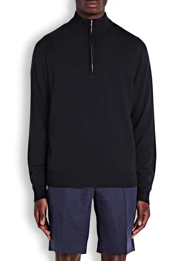 John Smedley Tapton Half-zip Merino Wool Jumper - Navy