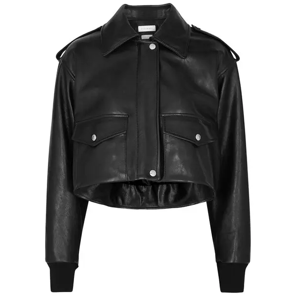 Alexander McQueen Padded Cropped Leather Jacket, Jacket