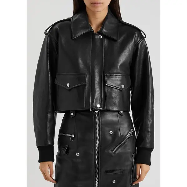 Alexander McQueen Padded Cropped Leather Jacket, Jacket