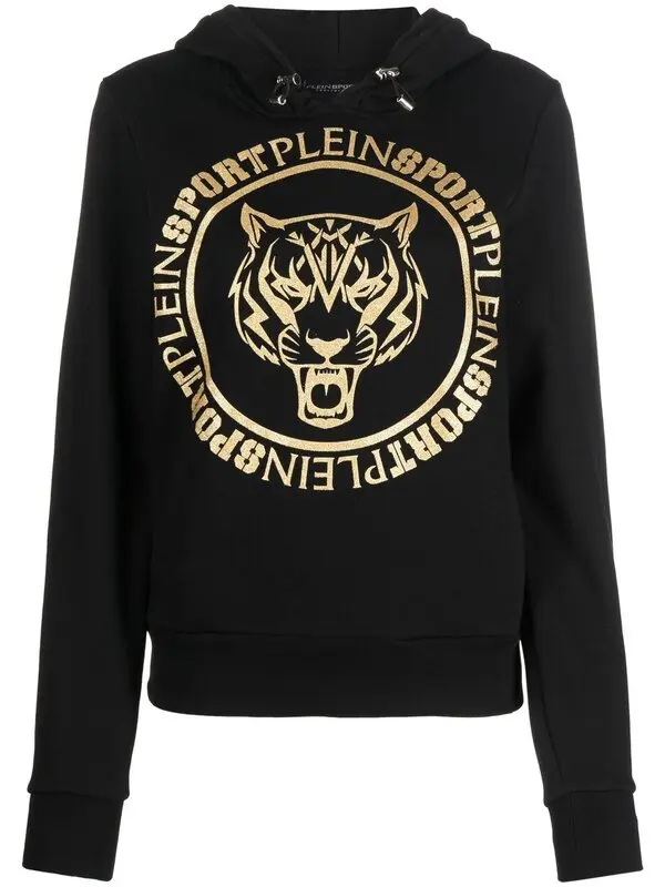 PLEIN SPORT Logo-print Tiger Hoodie - Black