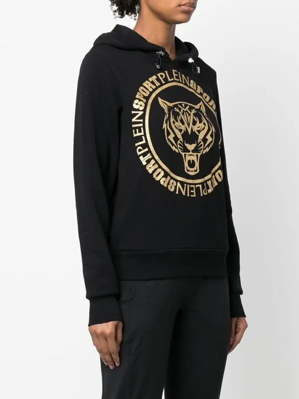 PLEIN SPORT Logo-print Tiger Hoodie - Black