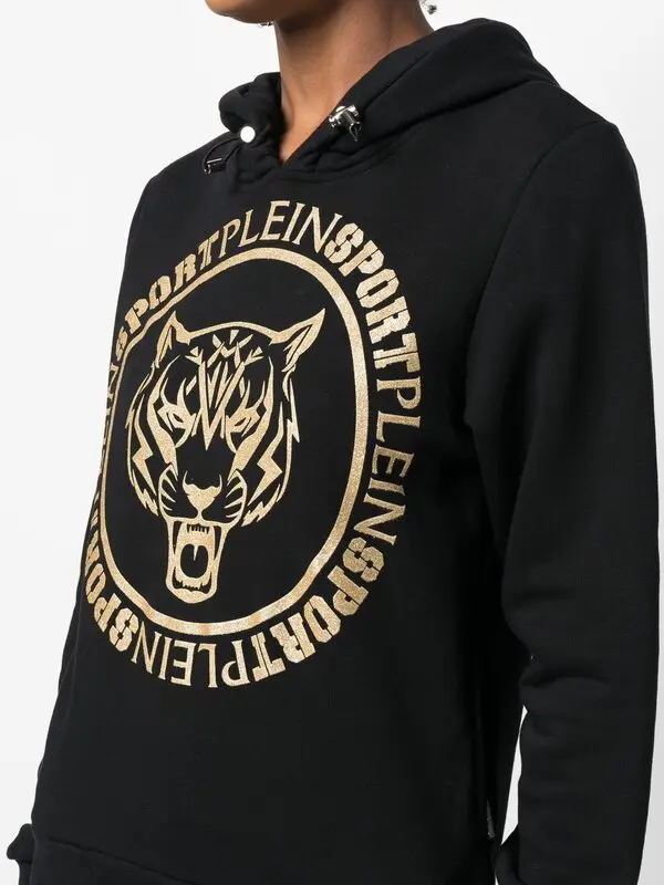 PLEIN SPORT Logo-print Tiger Hoodie - Black