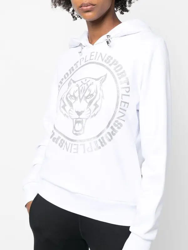 PLEIN SPORT Logo-print Tiger Hoodie - White