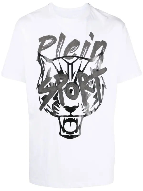 PLEIN SPORT Tiger-head Logo-print T-shirt - White