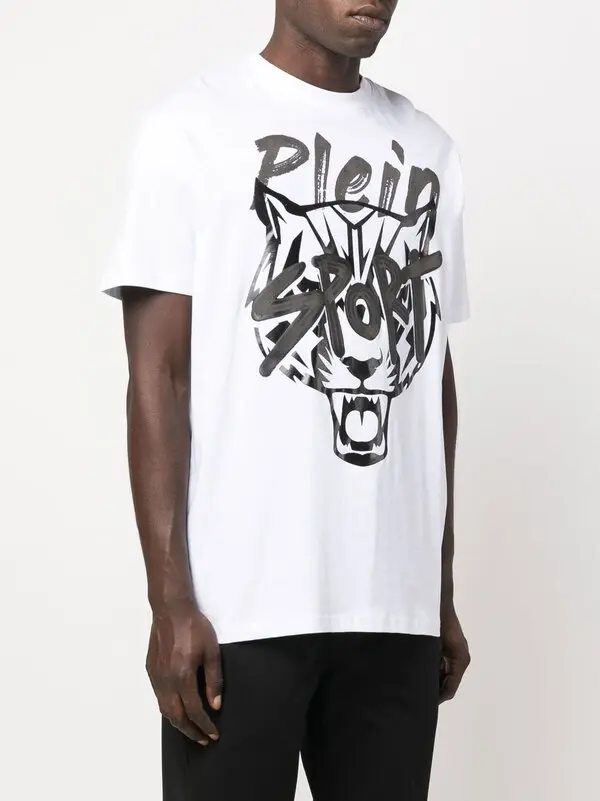 PLEIN SPORT Tiger-head Logo-print T-shirt - White