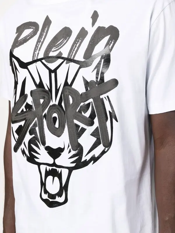 PLEIN SPORT Tiger-head Logo-print T-shirt - White