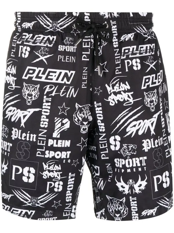 PLEIN SPORT Logo-print Swim Shorts - Black