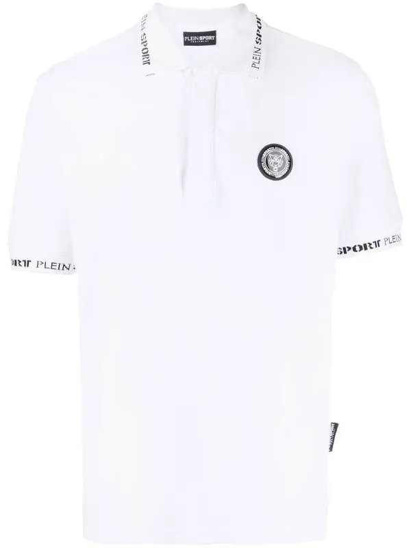 PLEIN SPORT Logo-patch Short-sleeve Polo Shirt - White