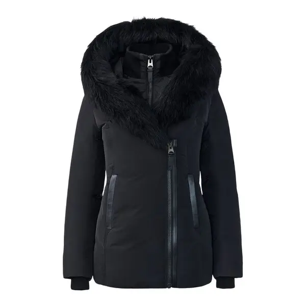 Mackage Down Coat With Sheepskin Collar - Black