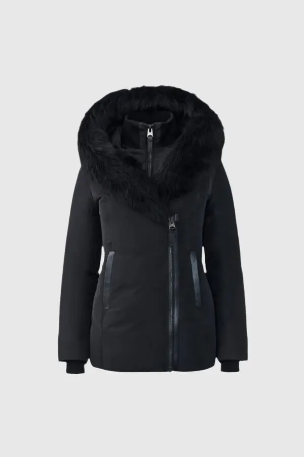 Mackage Down Coat With Sheepskin Collar - Black
