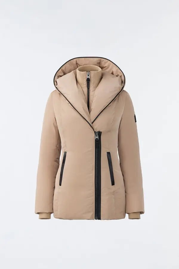 Mackage Adali-nfr Down Coat With Signature Collar - Camel
