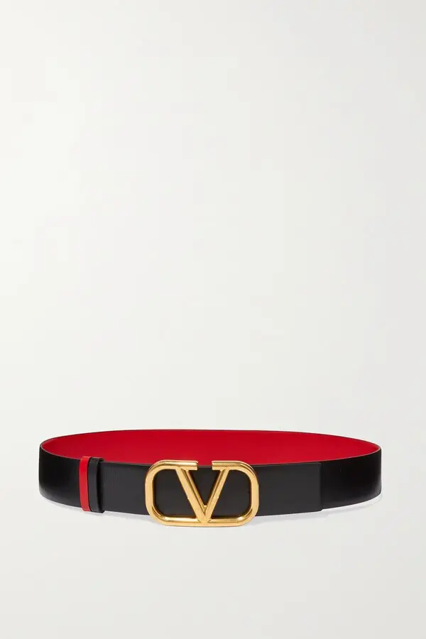 Valentino Garavani Vlogo Reversible Leather Belt - Bright Pink