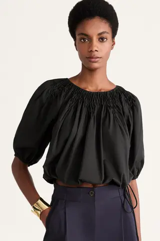 Merlette Lotus Cropped Top - Black