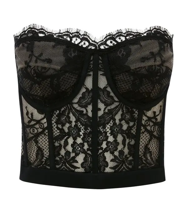Alexander McQueen Lace Bustier Corset Top - Black