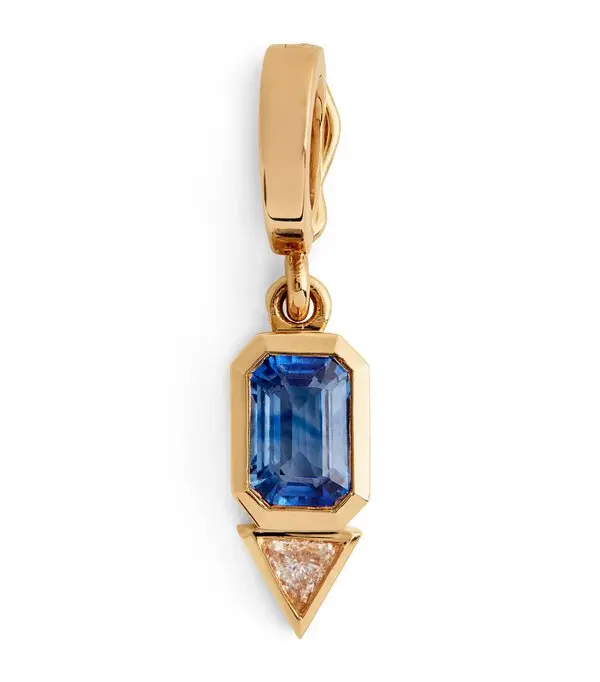 AZLEE Sapphire And Diamond Trillion Charm - Gold