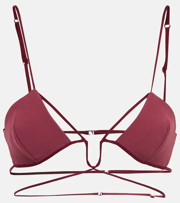 NENSI DOJAKA Tie-trimmed Gabardine Bra - Purple