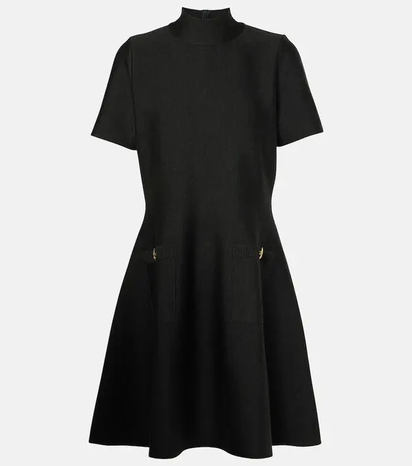 Oscar De La Renta Wool-blend Mini Dress - Black