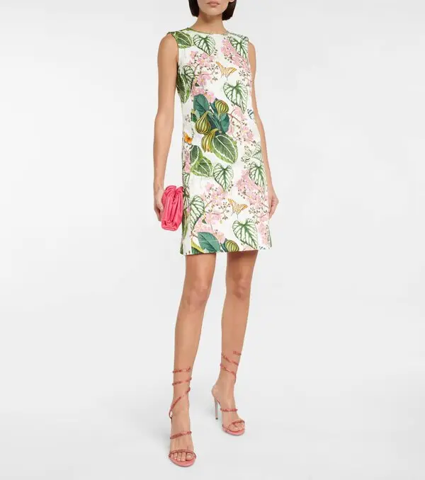 Oscar De La Renta Floral Cotton-blend Minidress