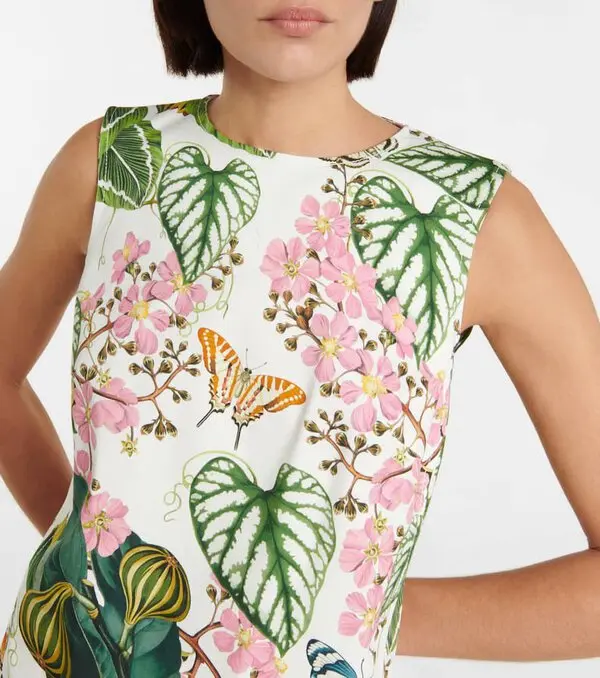 Oscar De La Renta Floral Cotton-blend Minidress