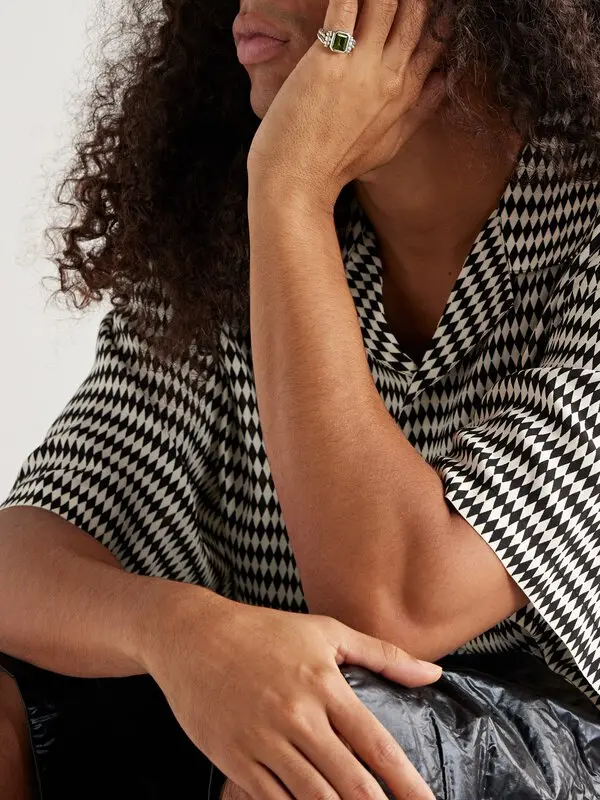 MAOR M.cohen Sterling Diamond, And Peridot Ring