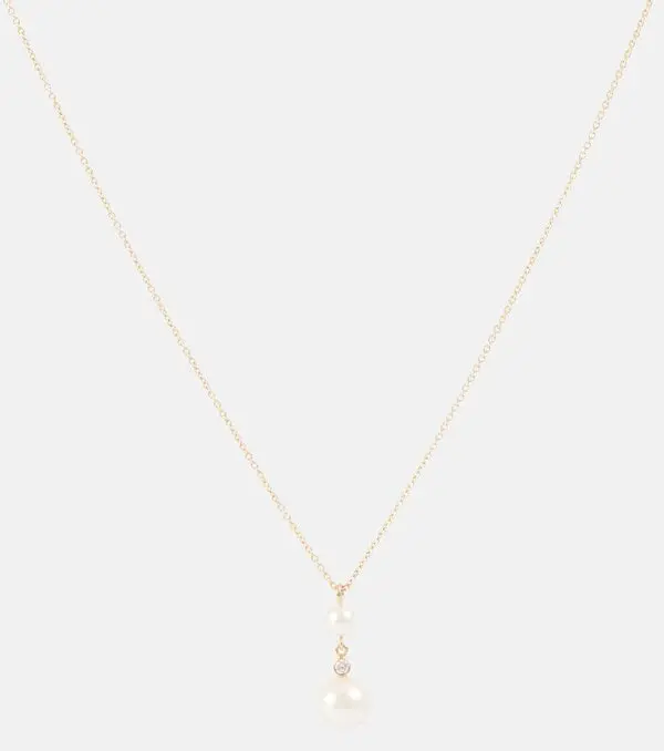 Sophie Bille Brahe Rêve Simple 14kt Necklace With Diamonds And Pearls - Gold